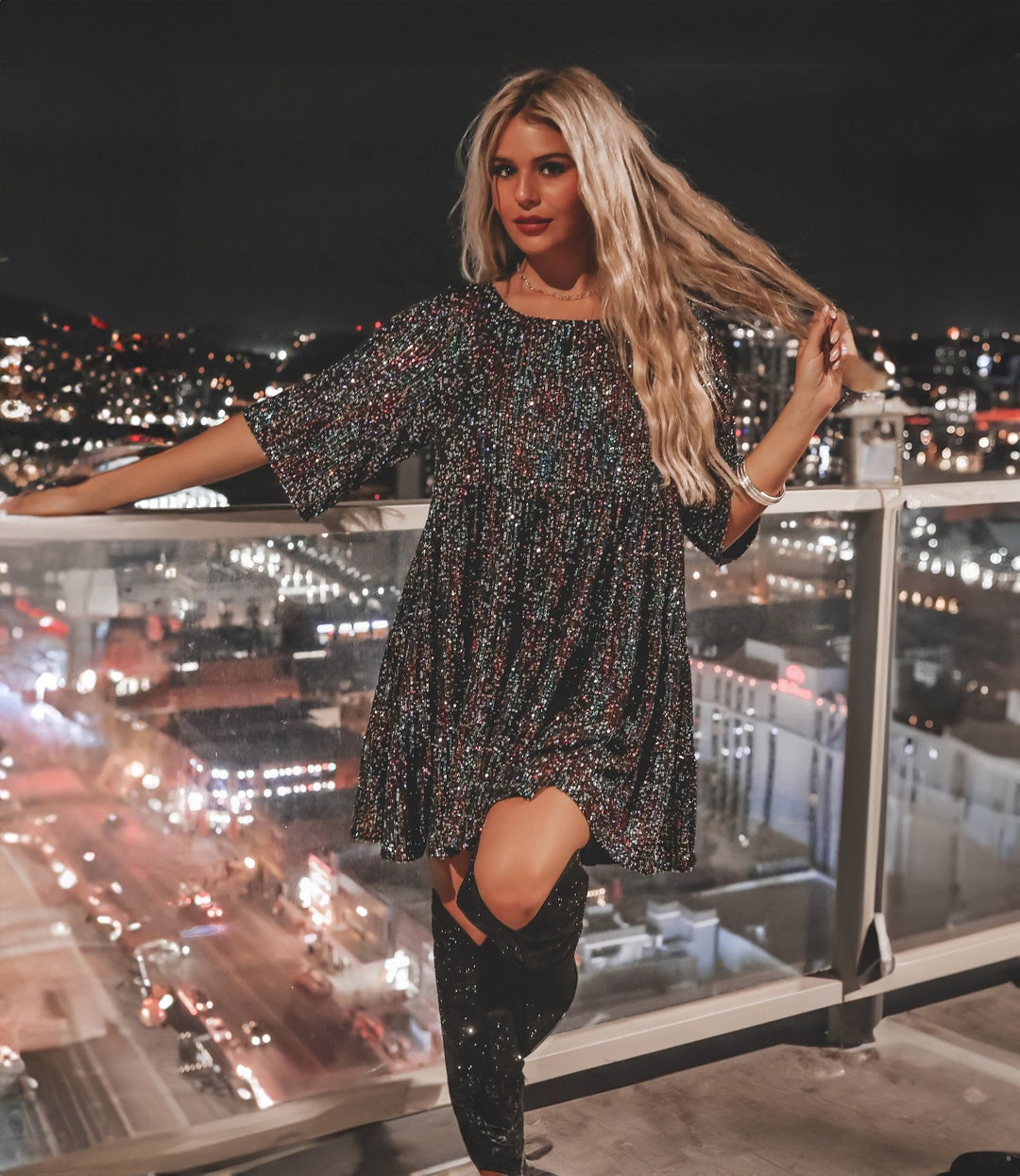 Sequin Babydoll Dress, Sparkle Party Event Outfit, Dresses for Women ...
