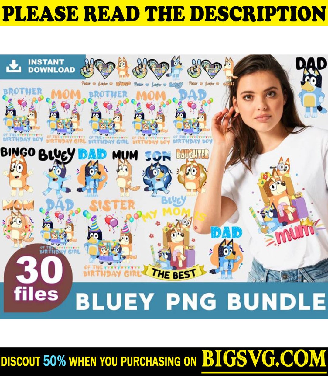 30 Bluey Png Bundle Bluey Cut Files for Cricut Bluey Png Clipart Bluey ...