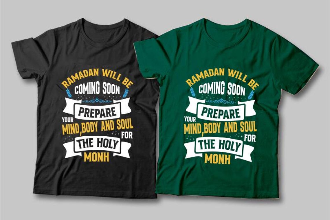 Ramadan Typography T-shirt SVG & PNG Bundle | Islamic Ramadan Designs ...