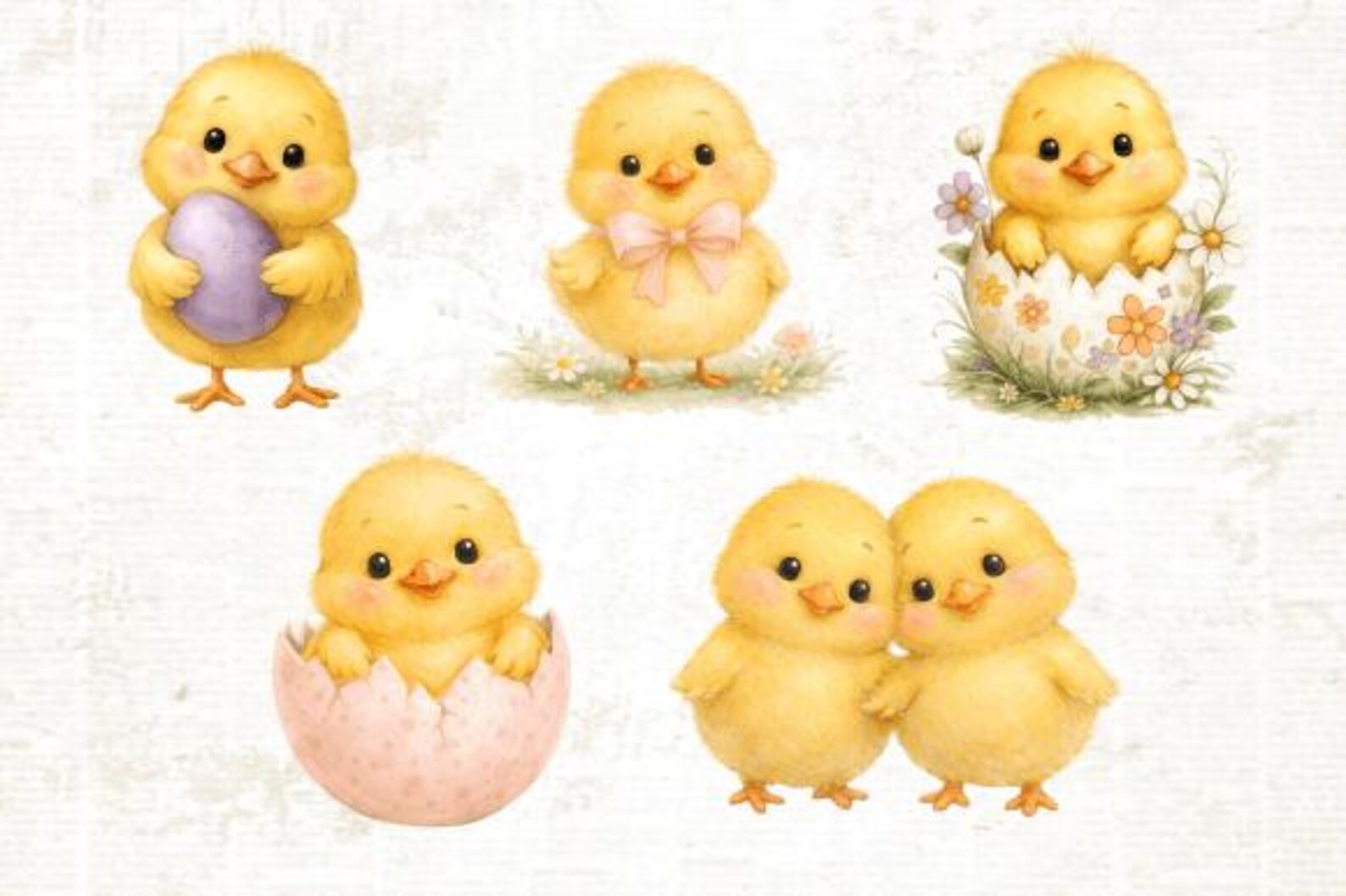 12 Whimsical Easter Chick Clipart | Printable Watercolor Clipart | Junk ...