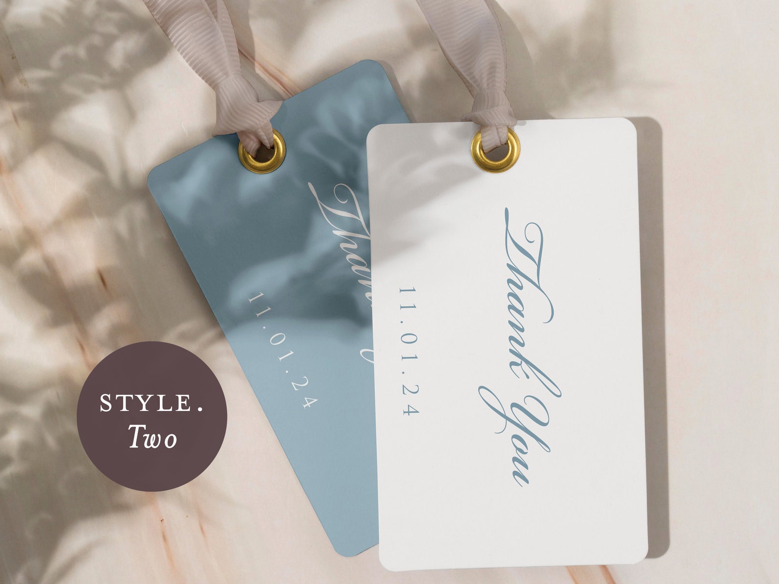 Dusty Blue Favour Tags in Rectangle for a Wedding | Day of Stationery ...