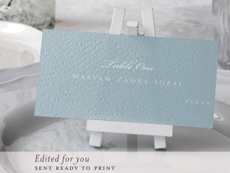 Dusty Blue Wedding Place Card Name Card | Day of Stationery | Digital ...