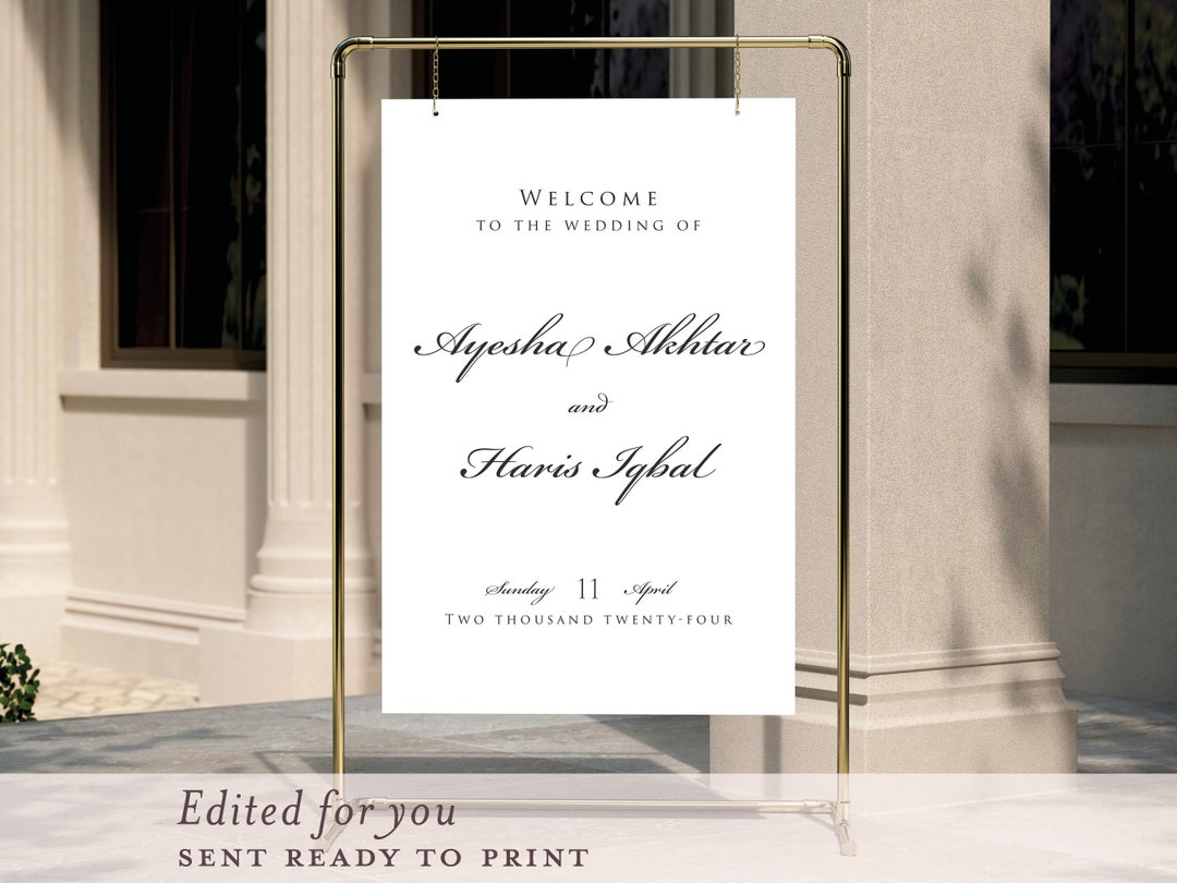Minimal Wedding Welcome Sign Template | Day of Stationery | Digital ...