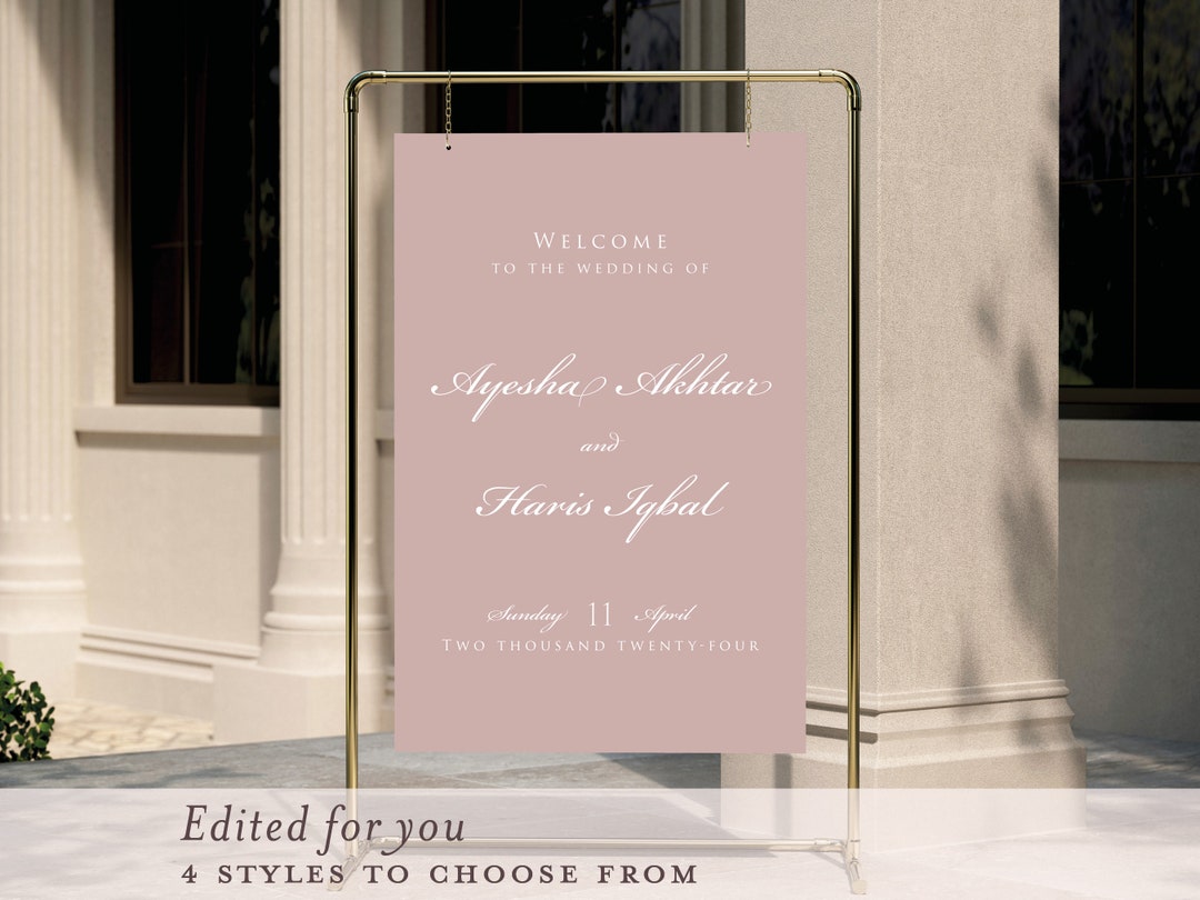 Blush Pink Wedding Welcome Sign Template | Day of Stationery | Digital ...