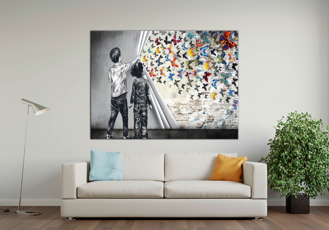 Banksy Behind the Scenes Canvas Wall Art,urban Graffiti Canvas Painting ...