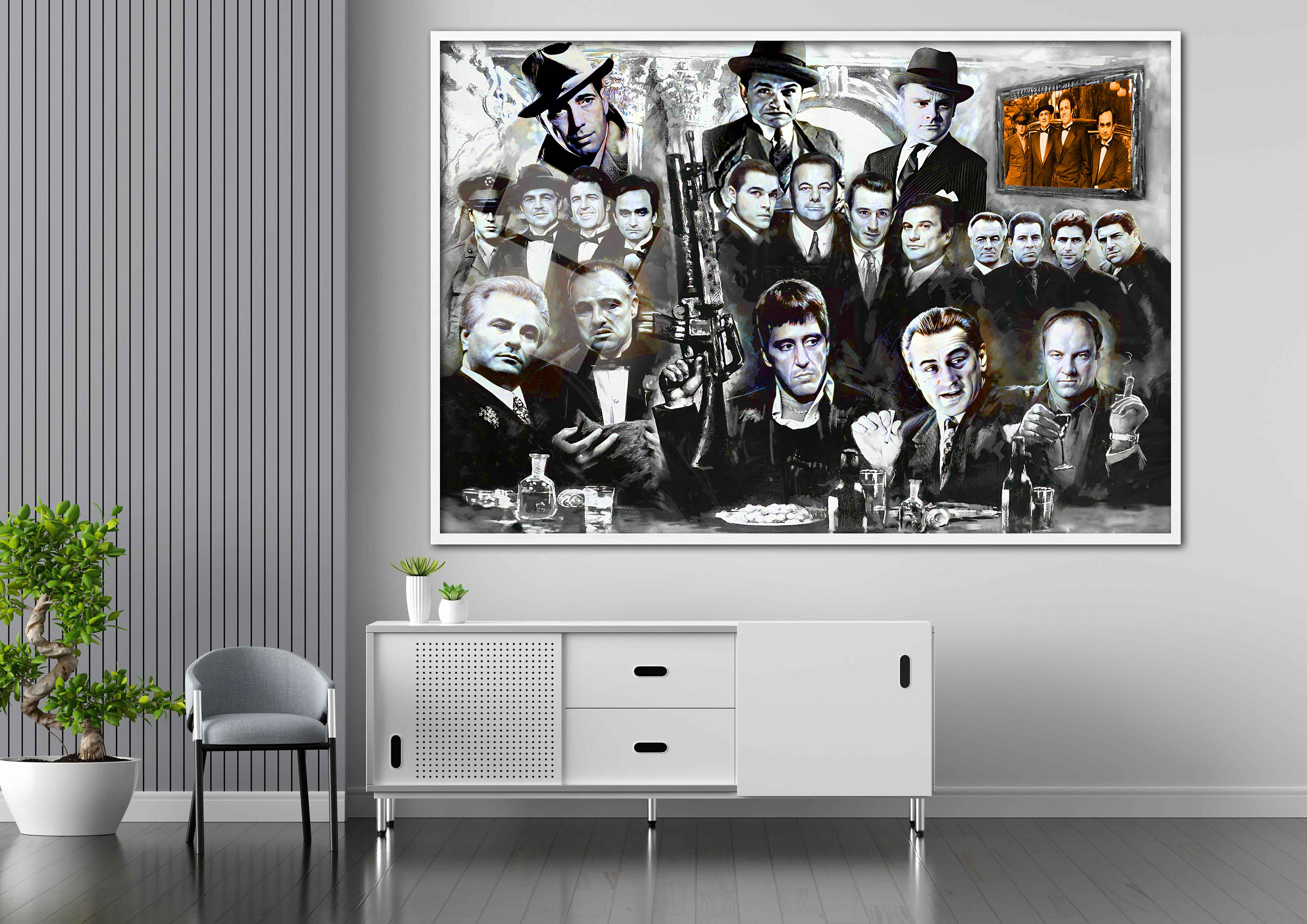 Gangster, Stained Glass, Gangster Collage, Mafia, Old Movie Wall Art ...