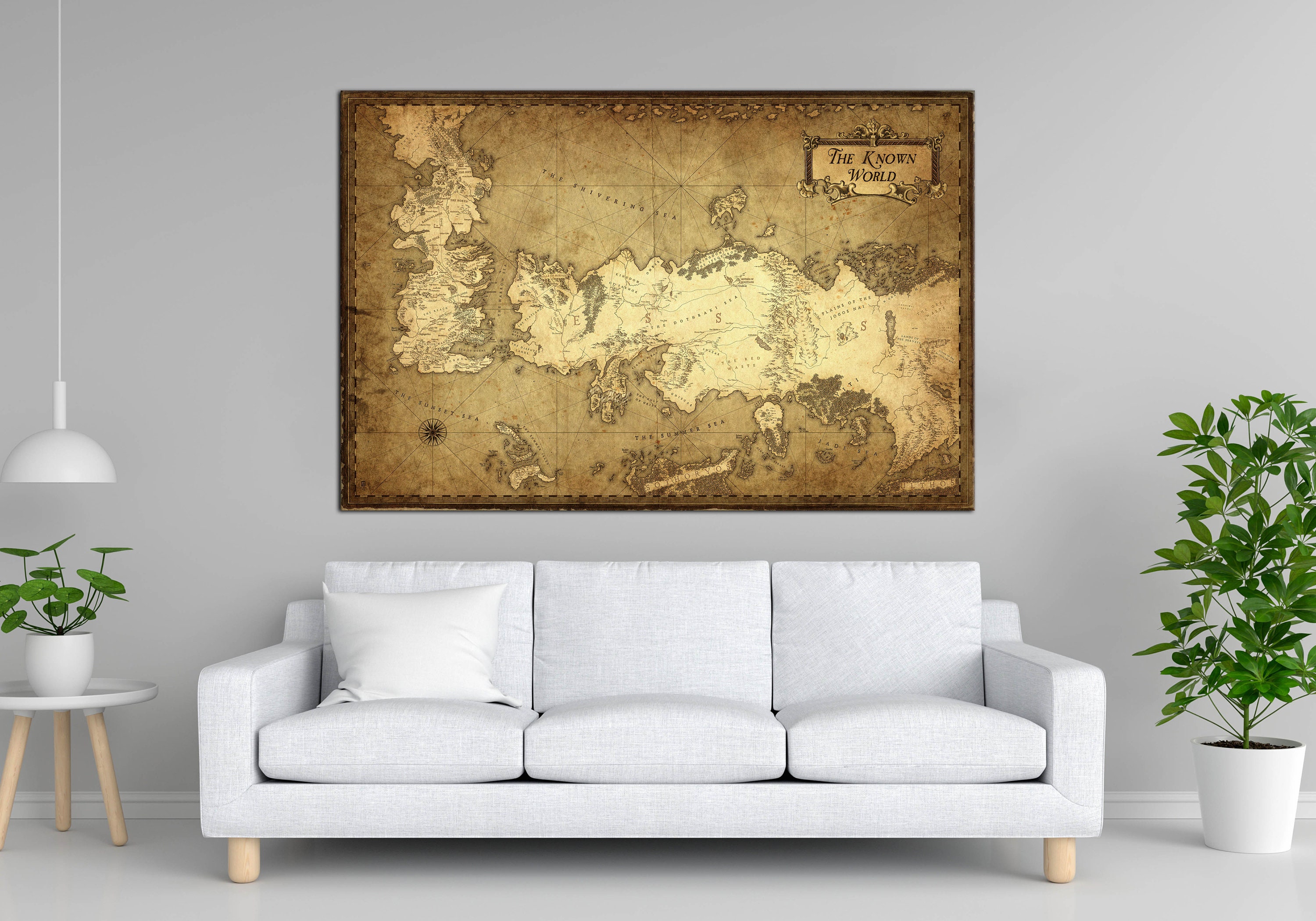 The Known World Map Canvas,game of Thrones Map Canvas Wall Art, Game of ...