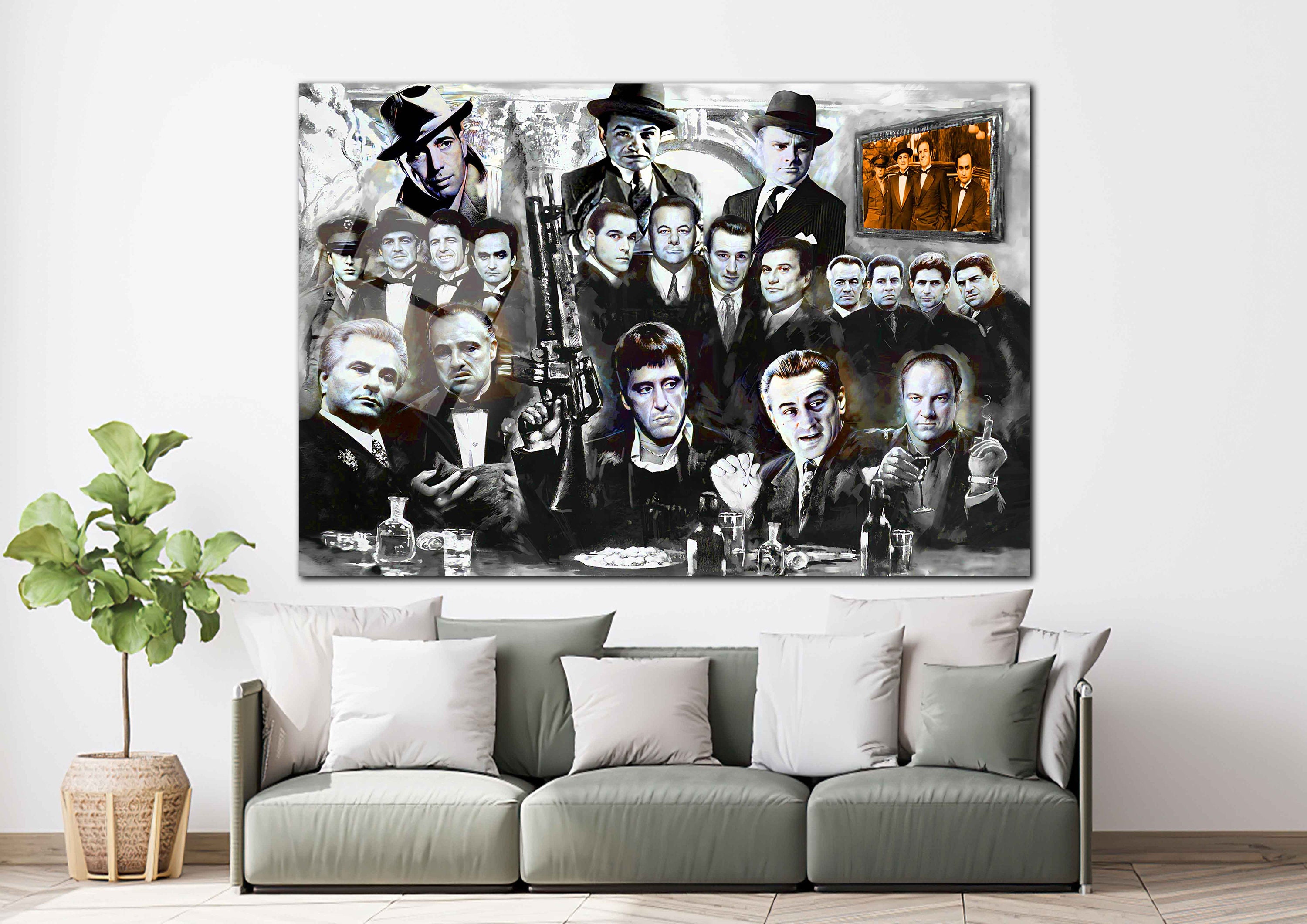 Gangster, Stained Glass, Gangster Collage, Mafia, Old Movie Wall Art ...