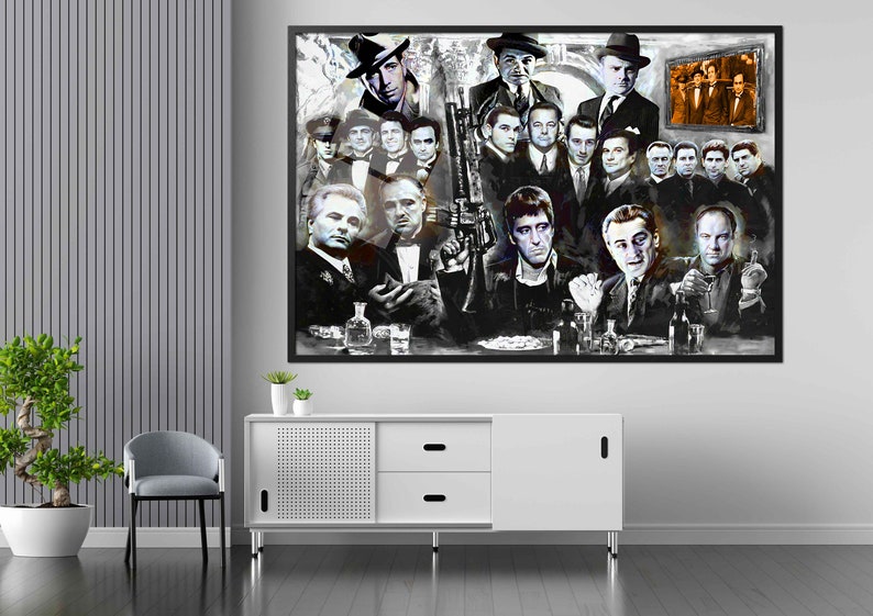 Gangster, Stained Glass, Gangster Collage, Mafia, Old Movie Wall Art ...