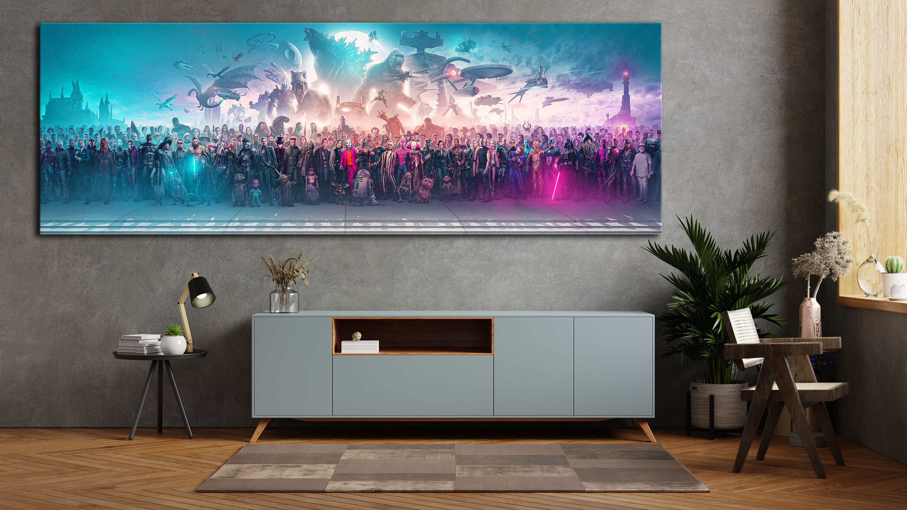 150 Movie Blockbuster, Characters Panorama, Blockbuster Fine Art ...