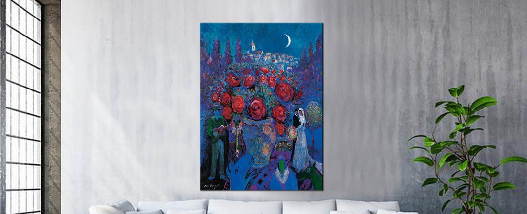 Marc CHAGALL Art,roses Canvas Wall Art,exhibition Poster Print ...