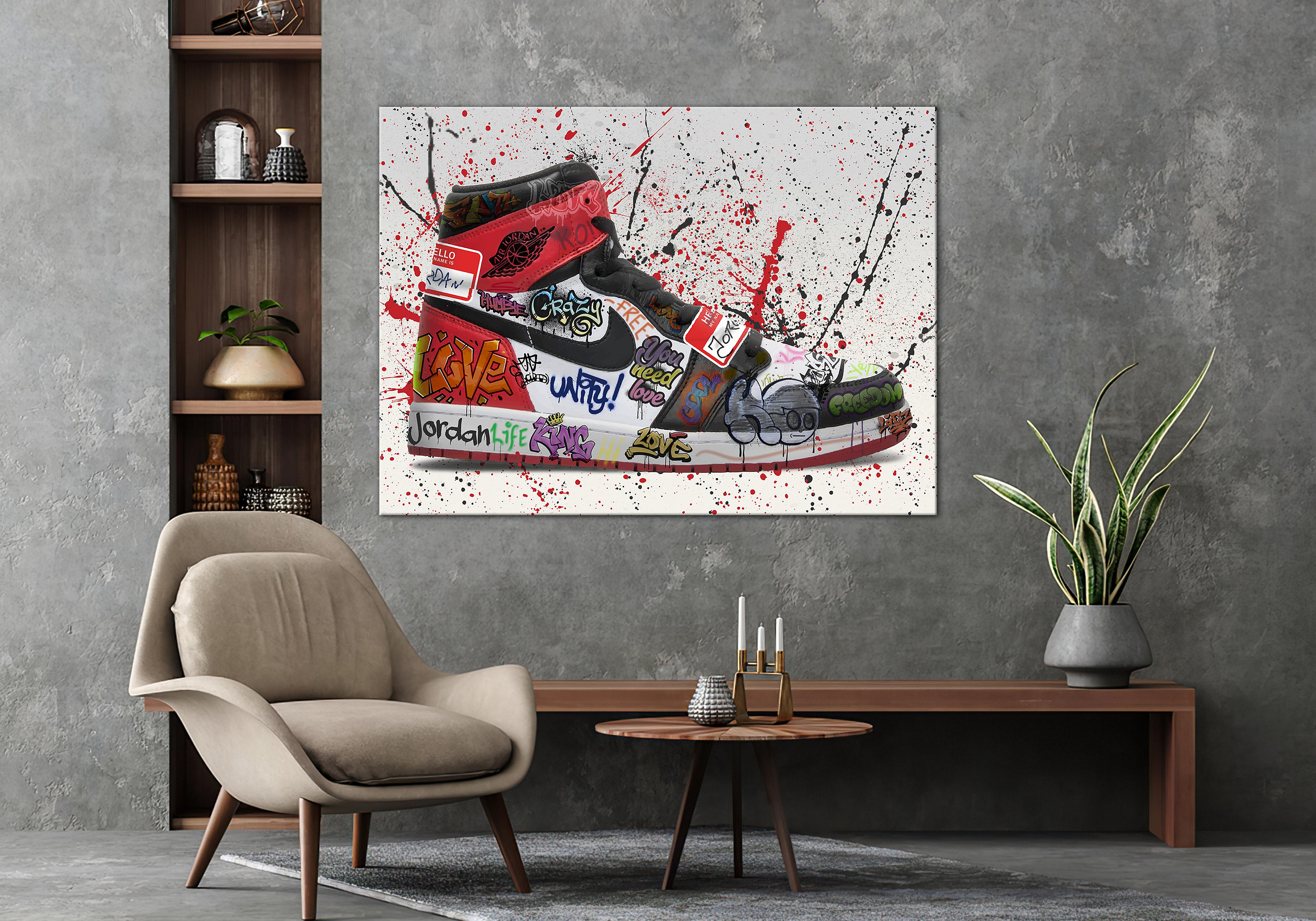 Shoes Graffiti Canvas,framed Wall Art,jordan Shoes,hype Sneakers,air ...
