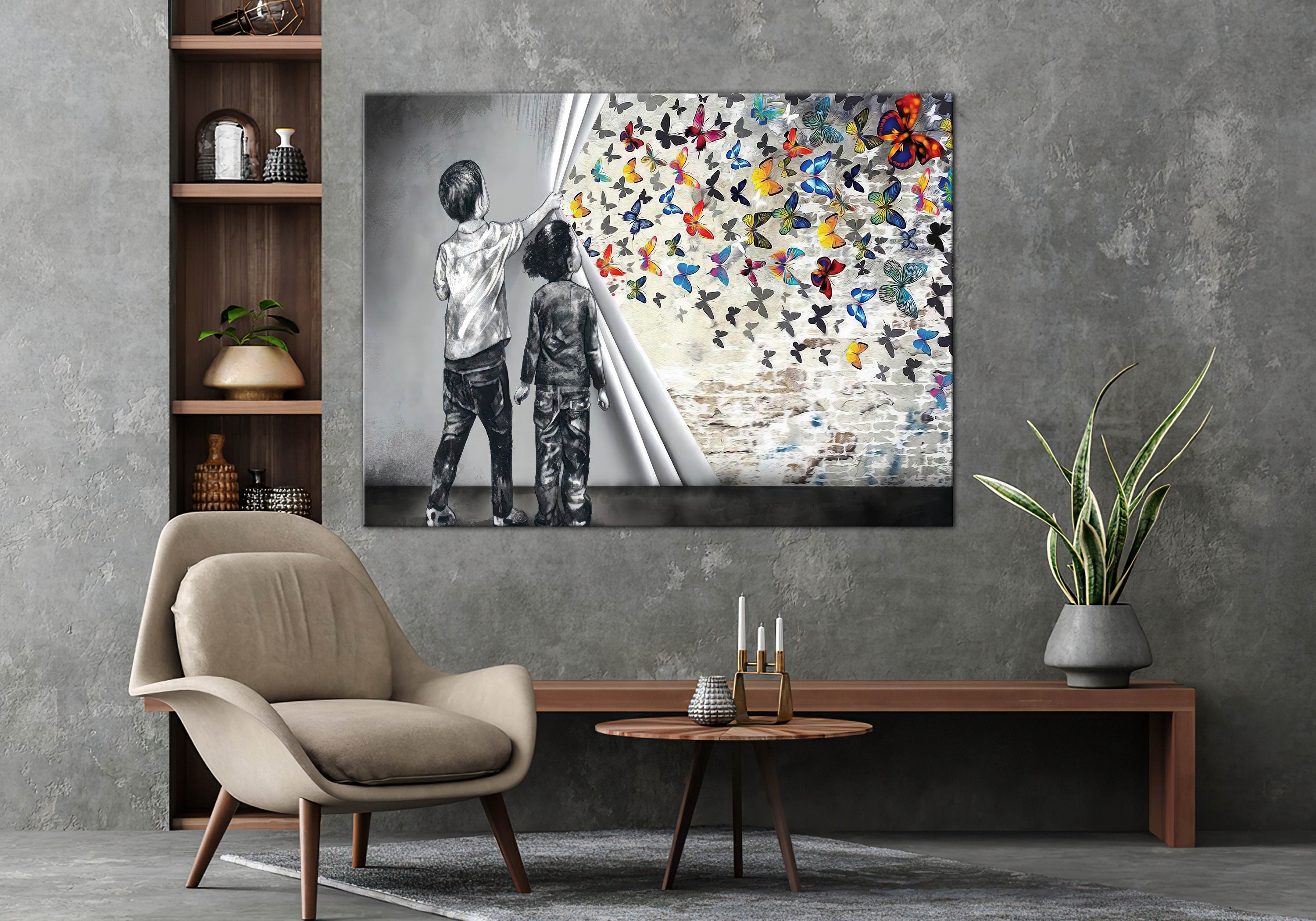 Banksy Behind the Scenes Canvas Wall Art,urban Graffiti Canvas Painting ...