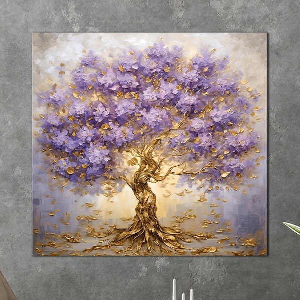 Purple Tree Painting - Etsy