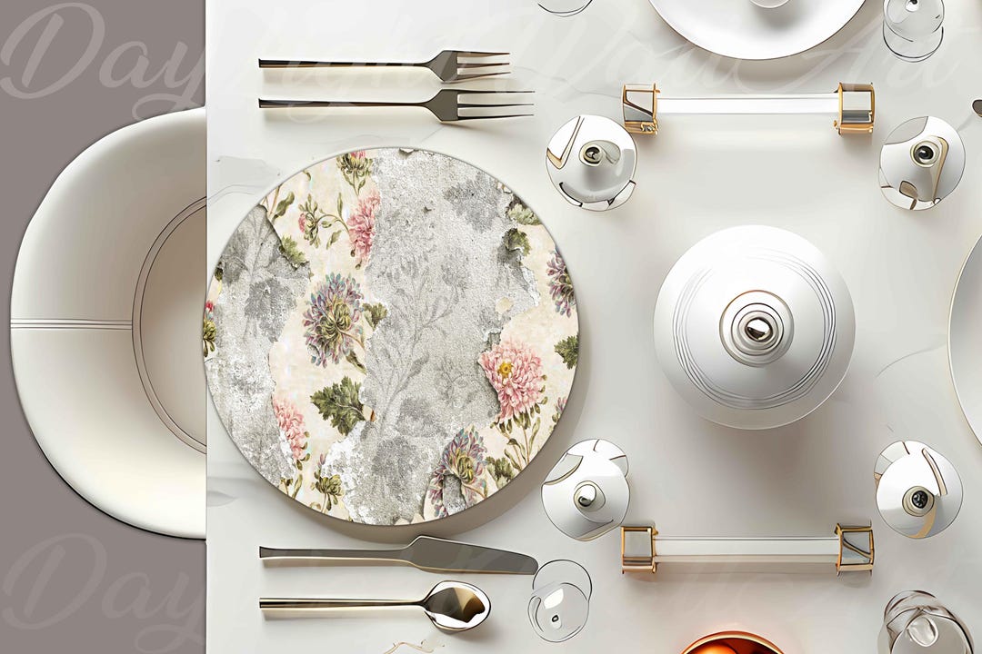 Glass Serving Plate,glass Supla Placemats,vintage Flower Art,glass ...