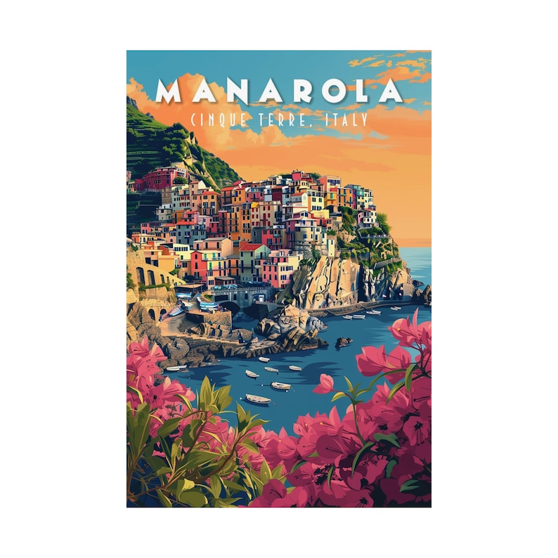 Manarola Italy Wall Art Print: Vintage Travel Poster, Matte Finish - Etsy