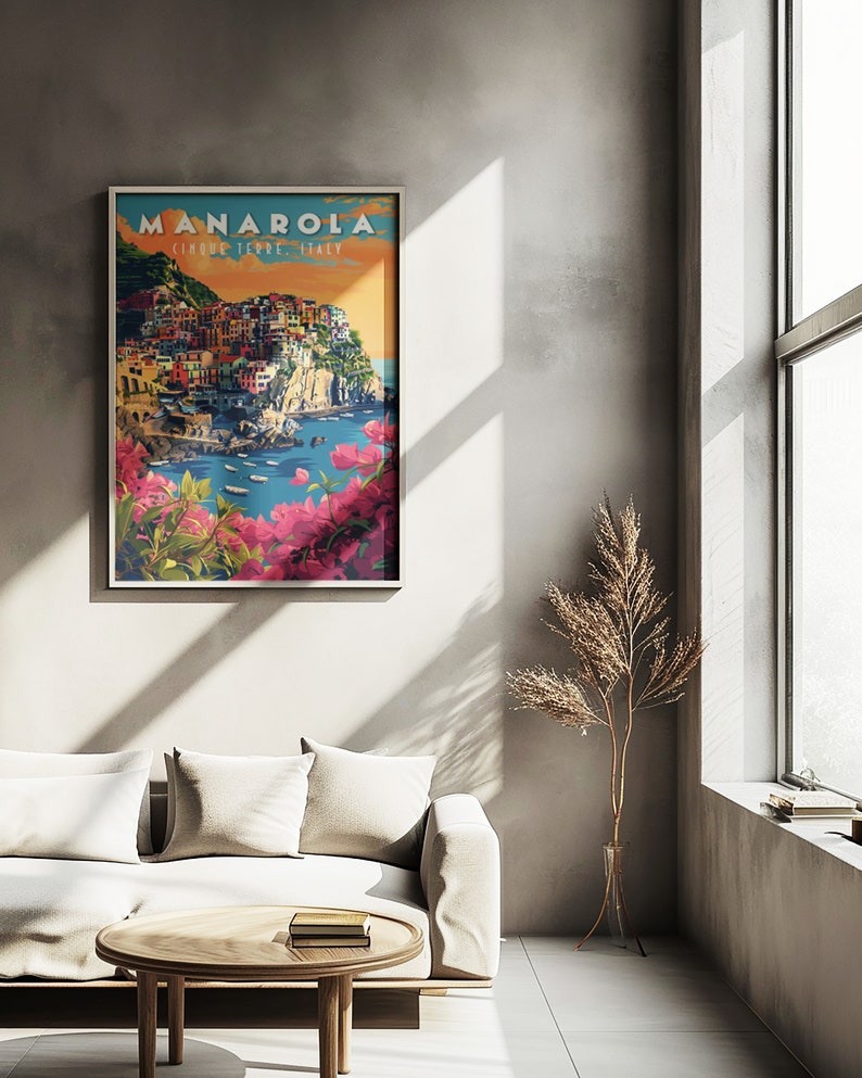 Manarola Italy Wall Art Print: Vintage Travel Poster, Matte Finish - Etsy