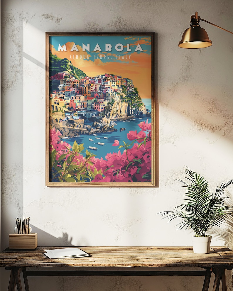 Manarola Italy Wall Art Print: Vintage Travel Poster, Matte Finish - Etsy