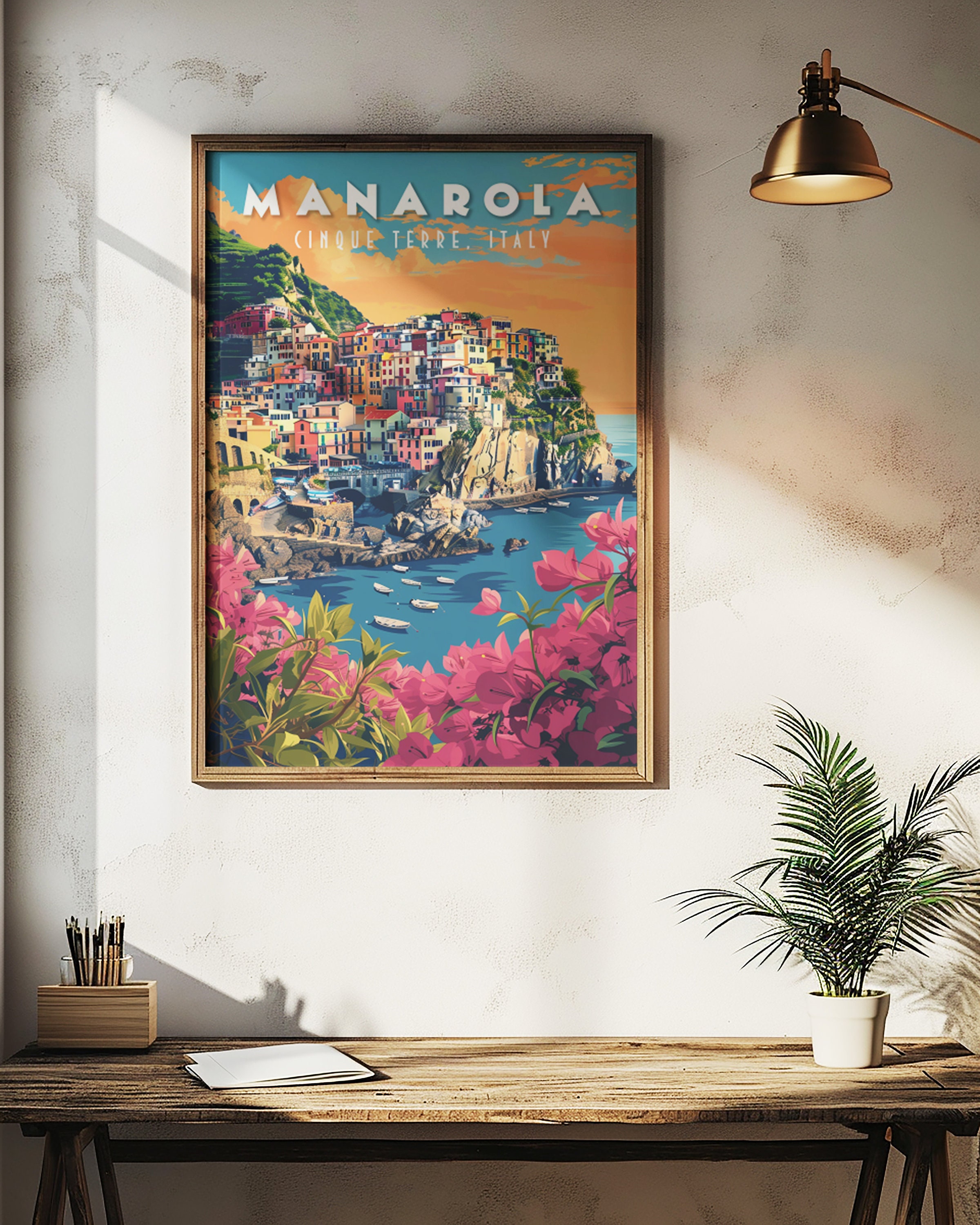 Manarola Italy Wall Art Print: Vintage Travel Poster, Matte Finish - Etsy