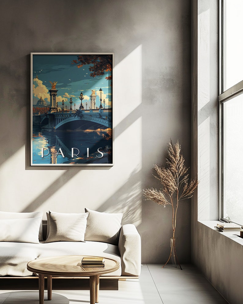 Vintage Paris Travel Print: Explore Pont Alexandre III France Wall Art ...
