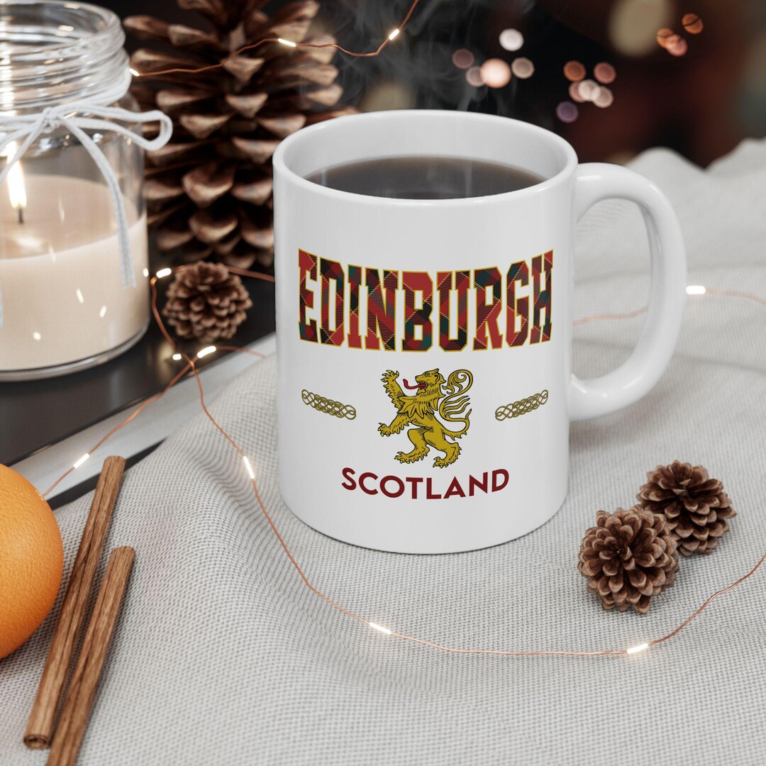 Edinburgh Scotland Coffee Mug - Tartan Pattern, Ceramic Travel Cup - Etsy