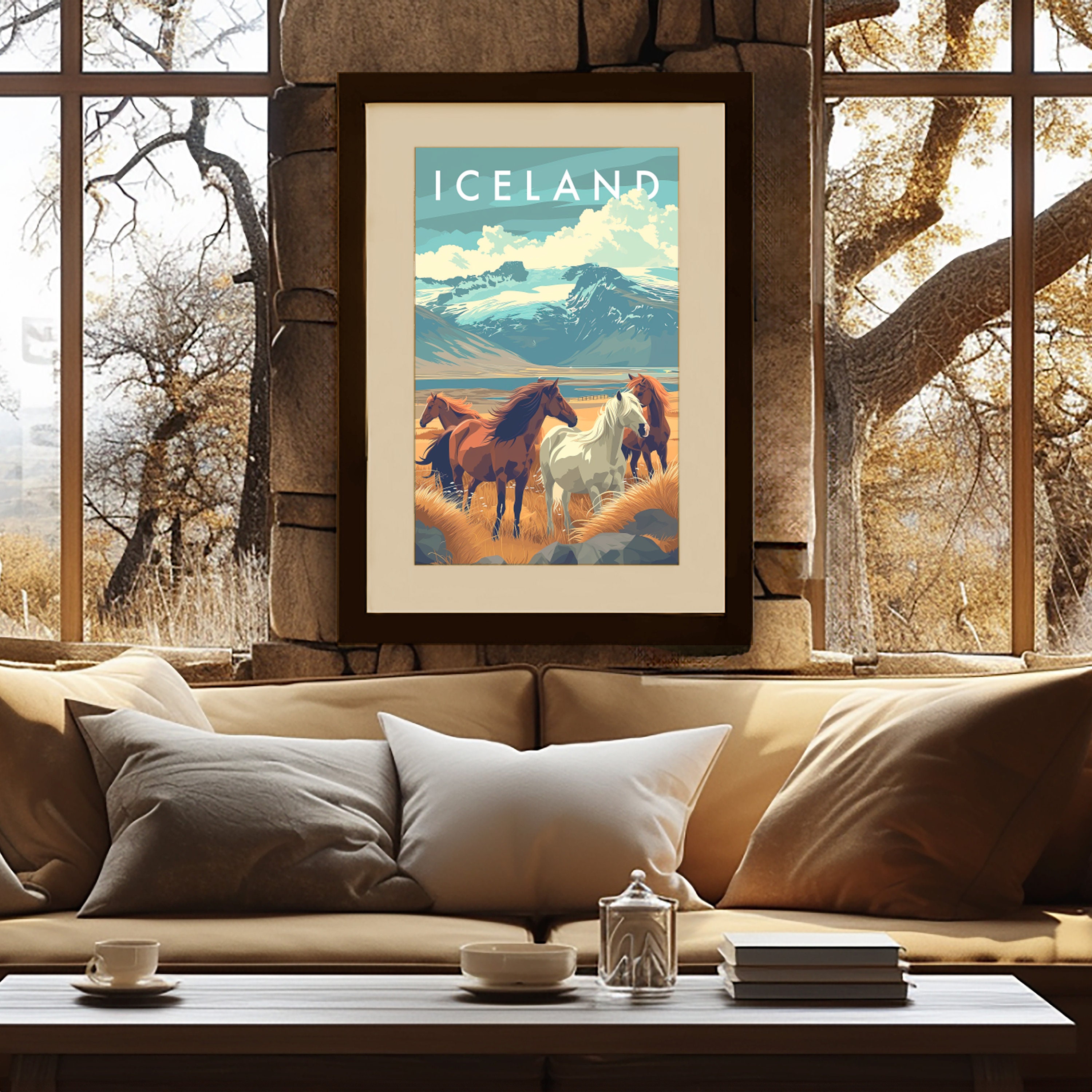Explore Iceland's Beauty: Vintage Icelandic Horse Print | Rustic Travel ...