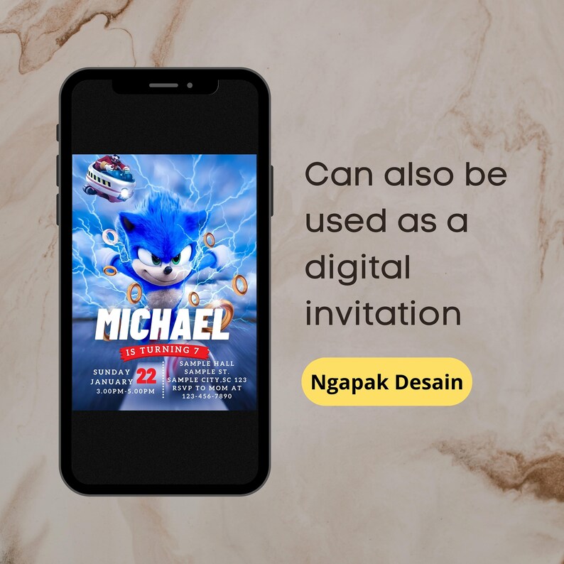 Sonic Birthday Invitation | Super Sonic Invitation | Sonic the Hedgehog ...