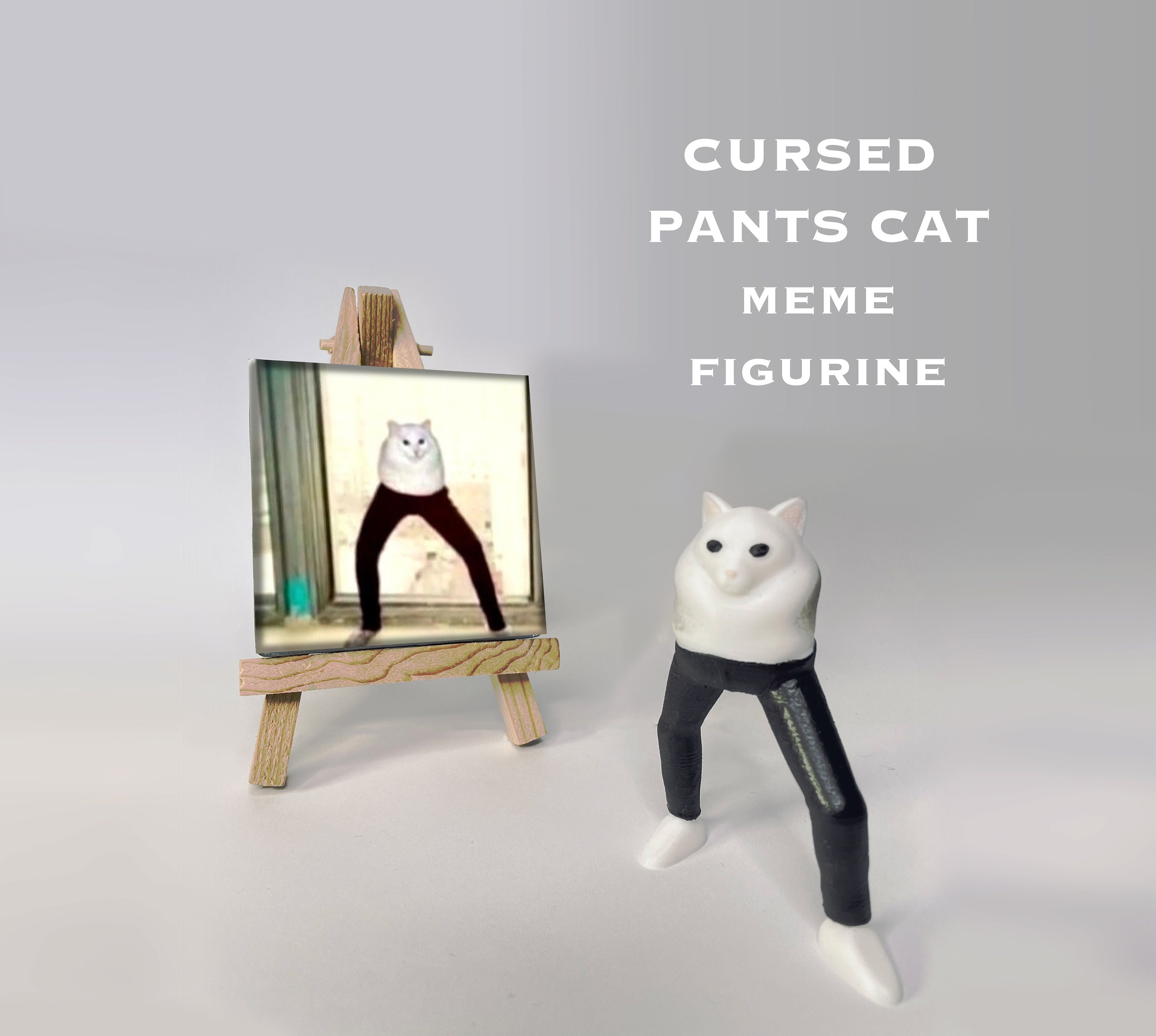 Cursed Pants Cat Meme Figurine - Etsy