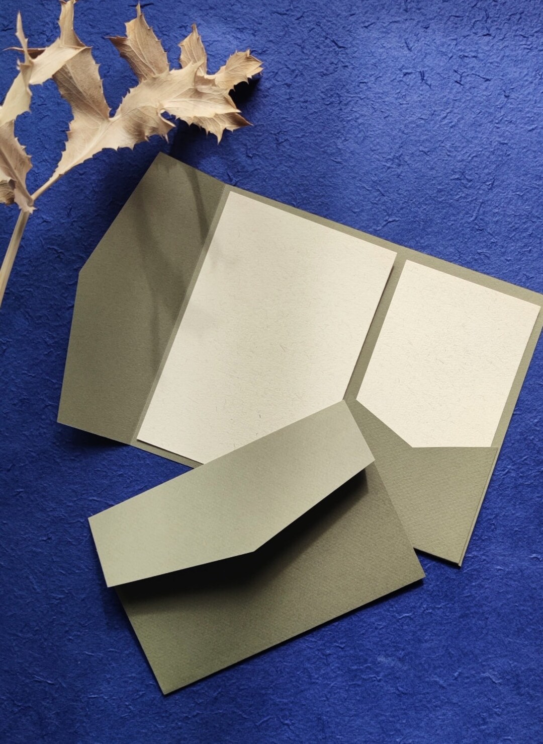 Olive Green Pocket Envelopes for Wedding Invitations, 16x22cm Envelopes ...