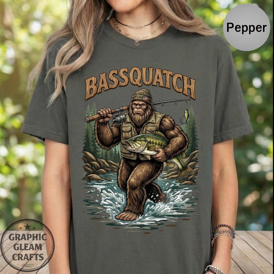 Bassquatch T-shirt - Bigfoot Fishing Graphic Tee, Outdoorsman Gift - Etsy