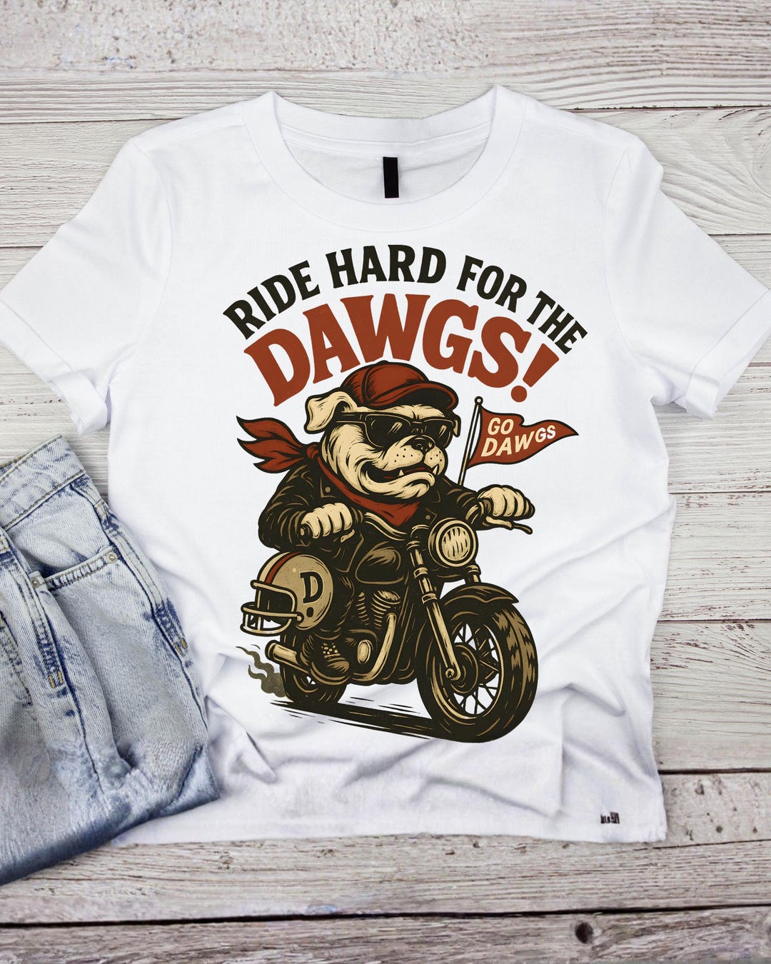 Bulldog Biker T-shirt Design: Ride Hard for the Dawgs (PNG File) - Etsy