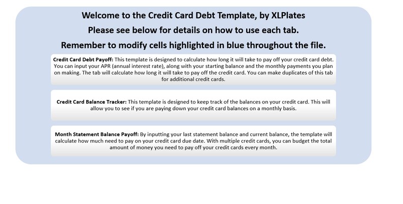 Credit Card Debt Template - Etsy