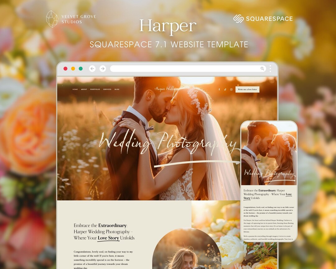 Squarespace 7.1 Template, Wedding Photography Website Template, for ...