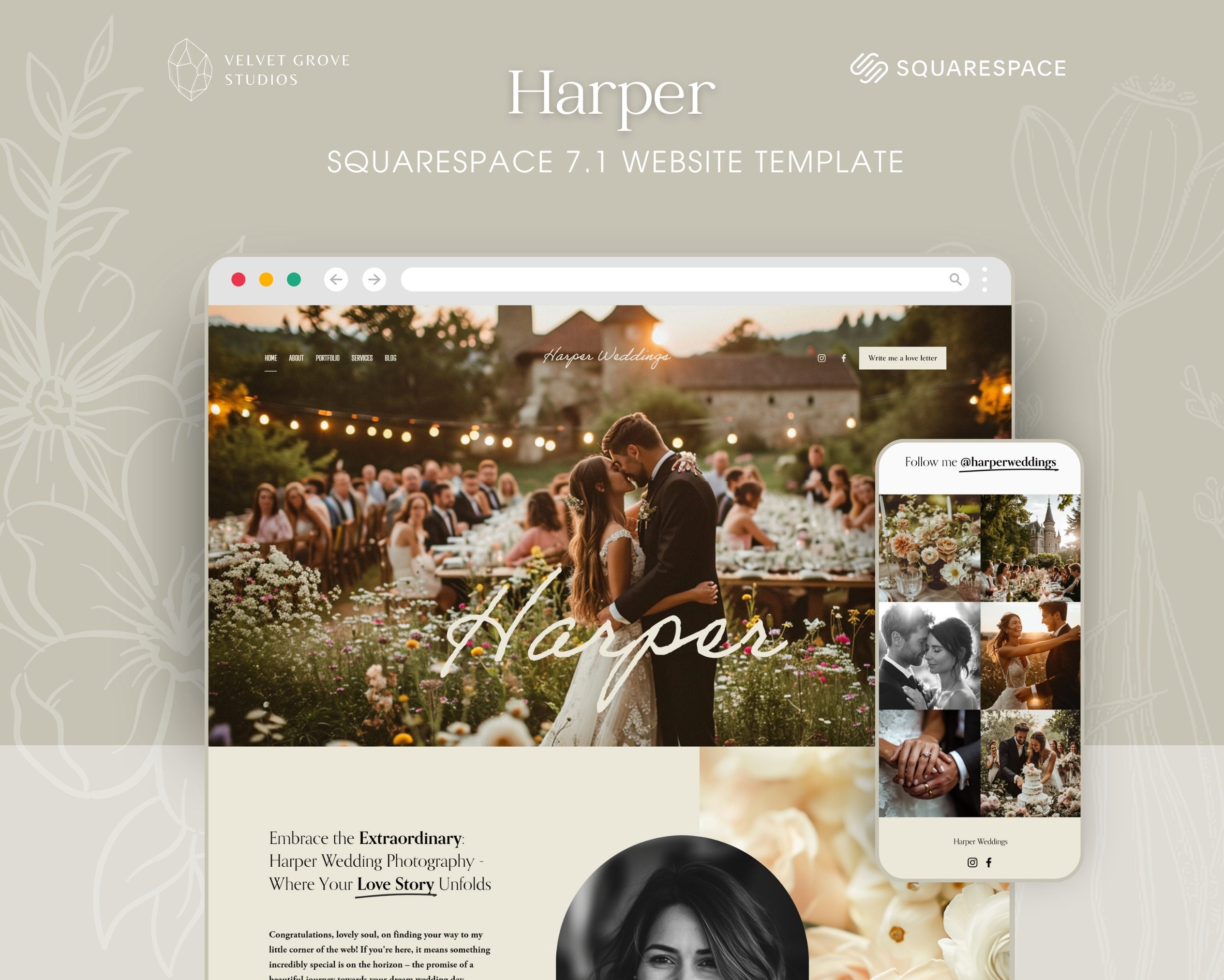 Squarespace 7.1 Template, Wedding Photography Website Template, Minimal ...