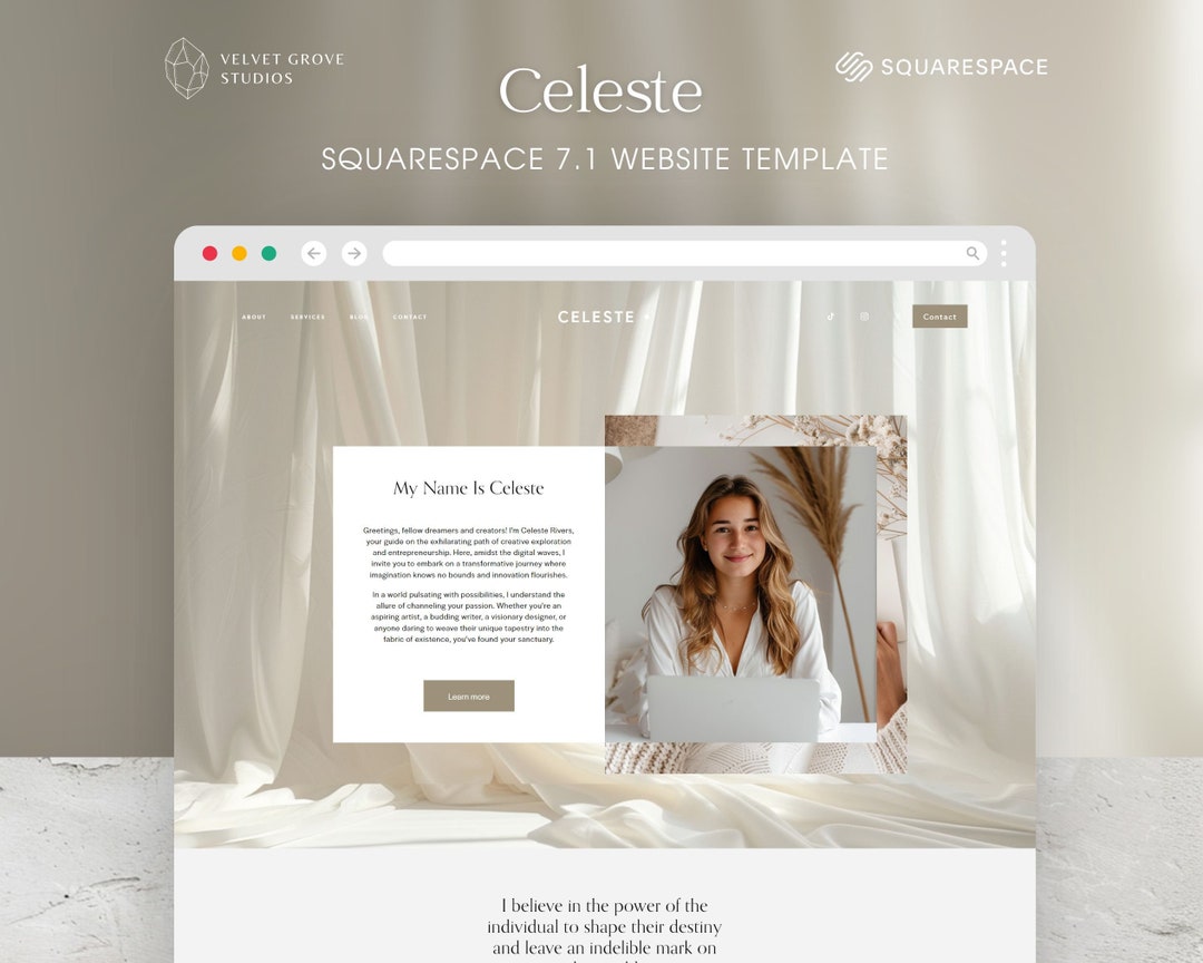 Squarespace 7.1 Template | Celeste Design for Entrepreneurs - Etsy