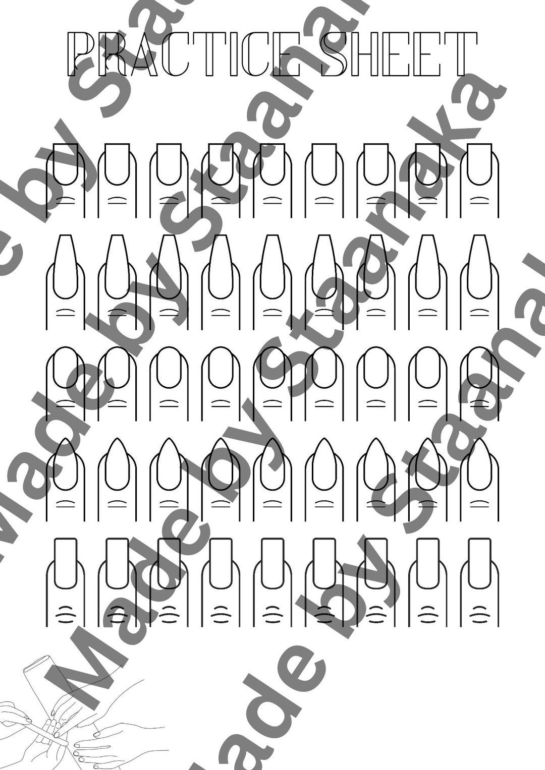 Printable Basic Nails Practice Sheets X4 Download - Etsy