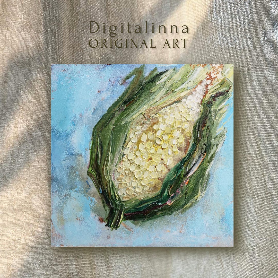Corn Painting Farm Food Original Farmhouse Corn Wall Art Kitchen Oil ...