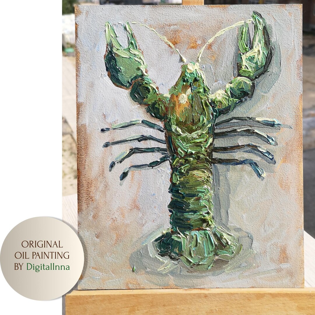 Lobster Painting Original Art Seafood Wall Art for Kitchen Decor Gifts ...
