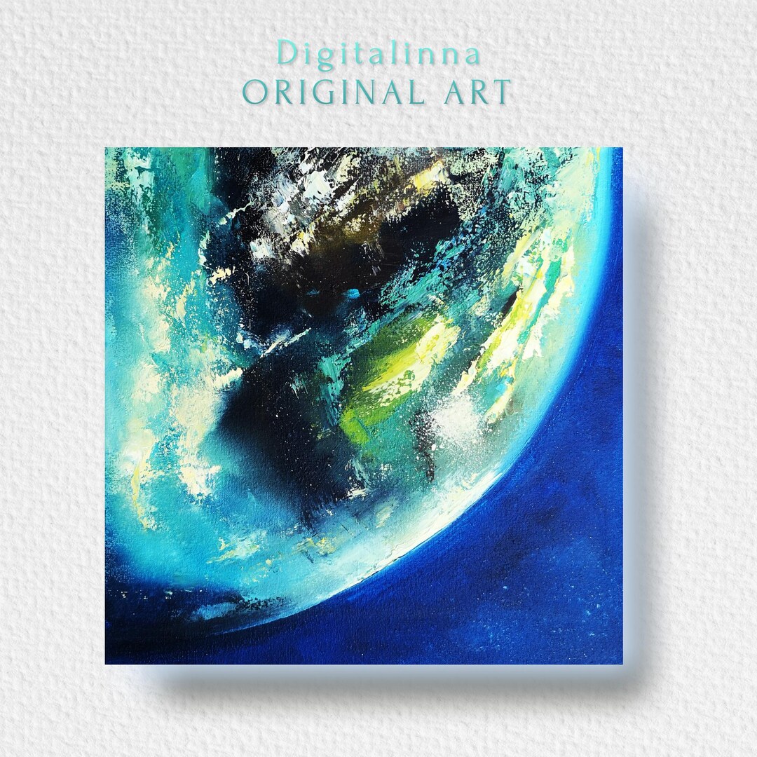 Cosmos Planet Art Hemisphere Earth Comet Oil Painting Blue Stars Sky ...