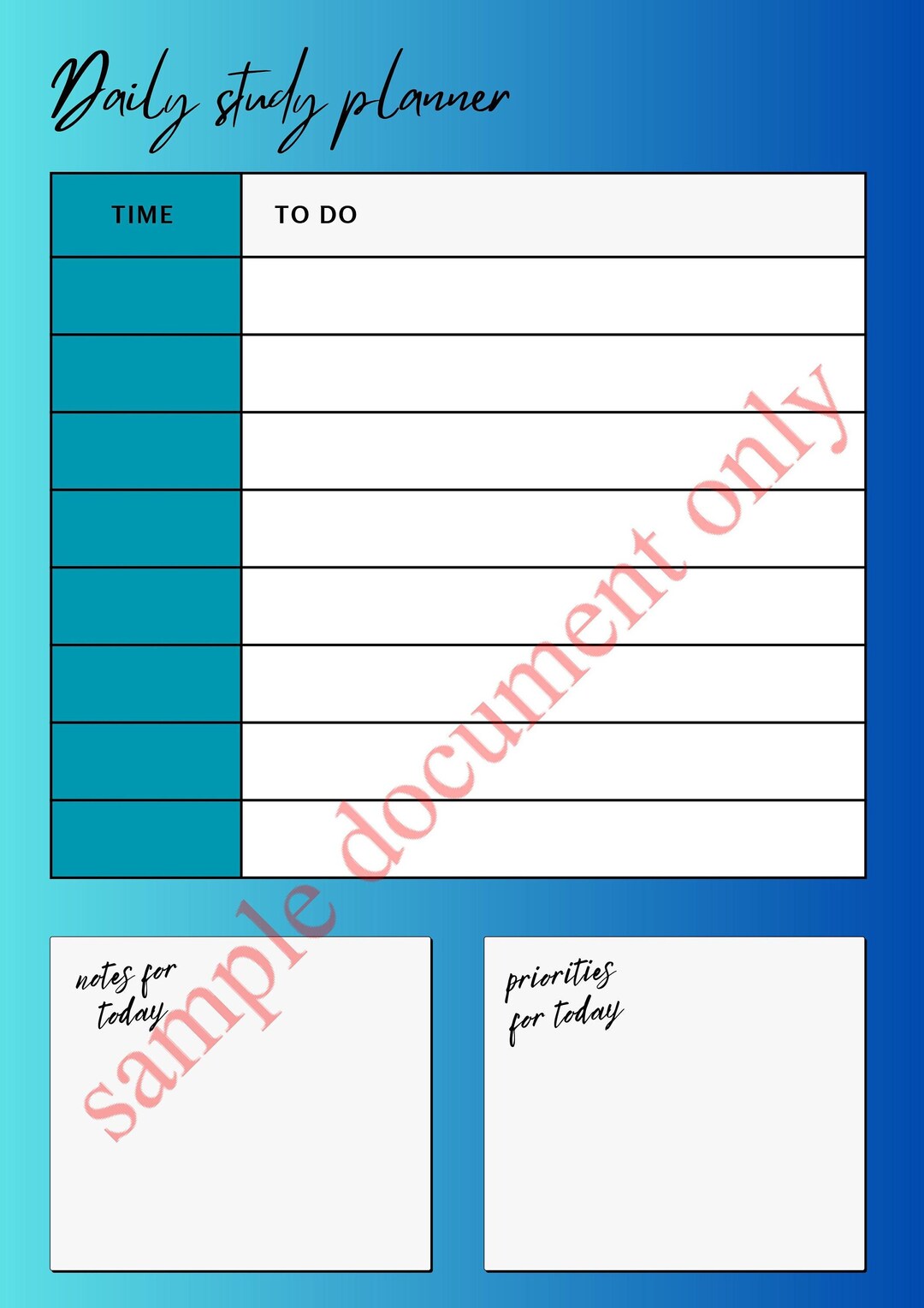 Printable Daily Study Planner - Etsy
