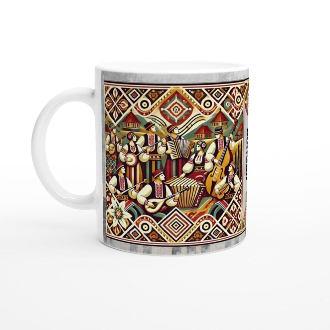 Personalized Art Deco Ukrainian Music Mug - Festive Design for Coffee ...