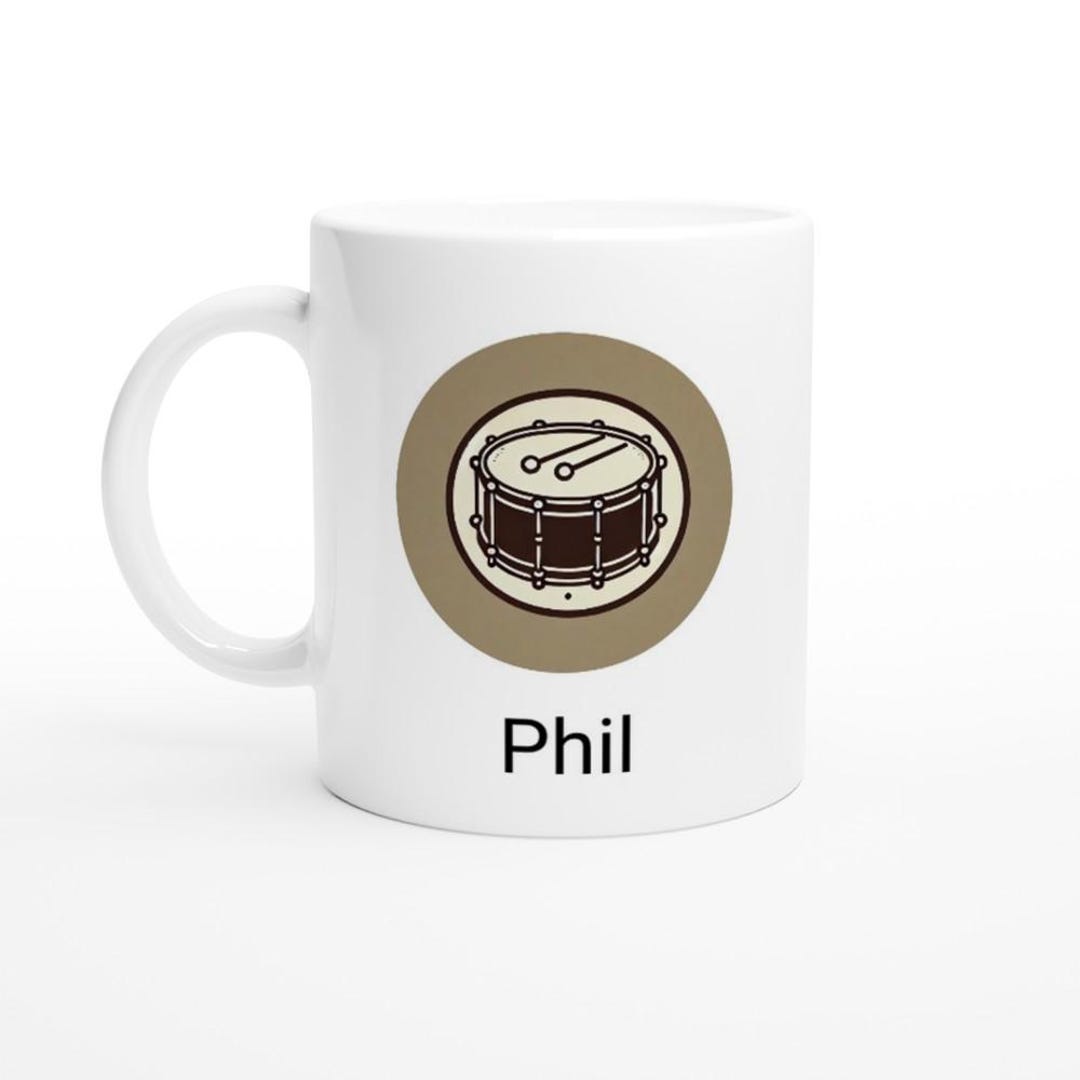 Personalized Drummer Mug With Name - Custom 11 Letter Ceramic Coffee ...
