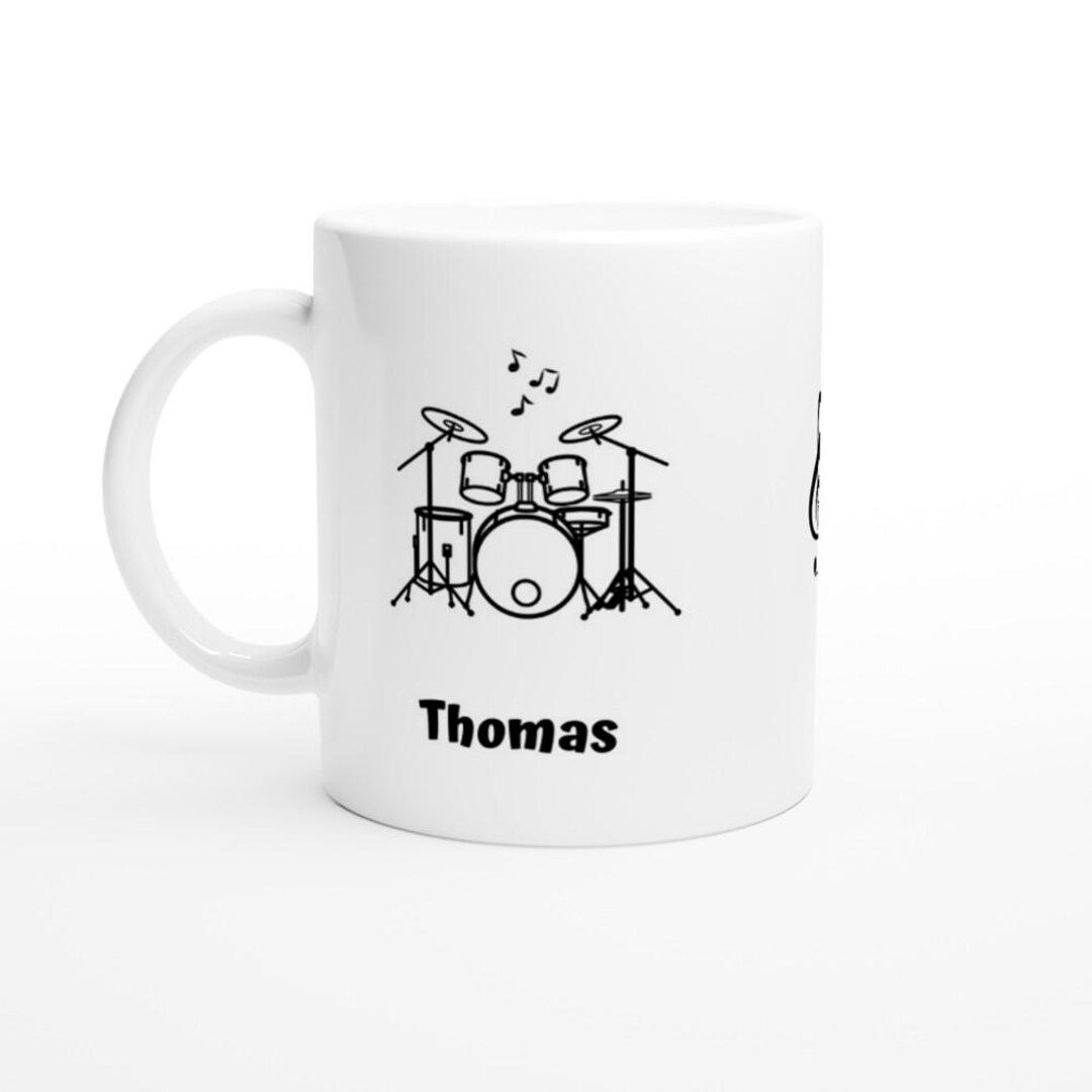 Personalized Drums Mug – Custom Drum Set Sketch – Music Lover Gift ...