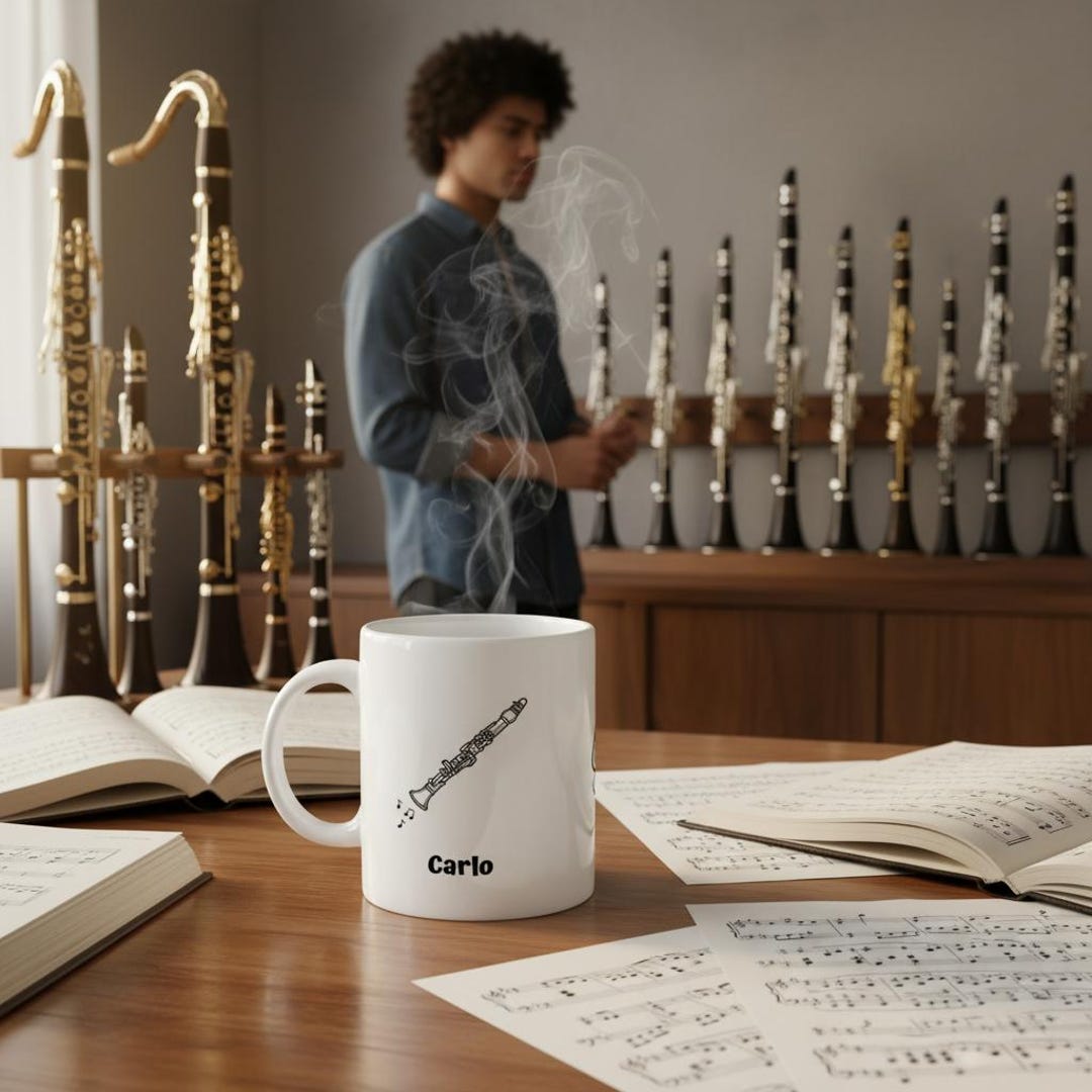 Personalized Clarinet Sketch Mug: Custom Name Gift - Etsy