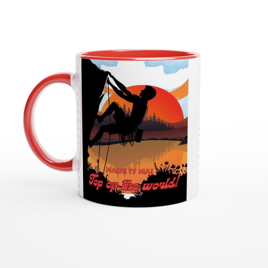 Top of the World Rock Climbing Mug With Colour Inside Available in 11 ...