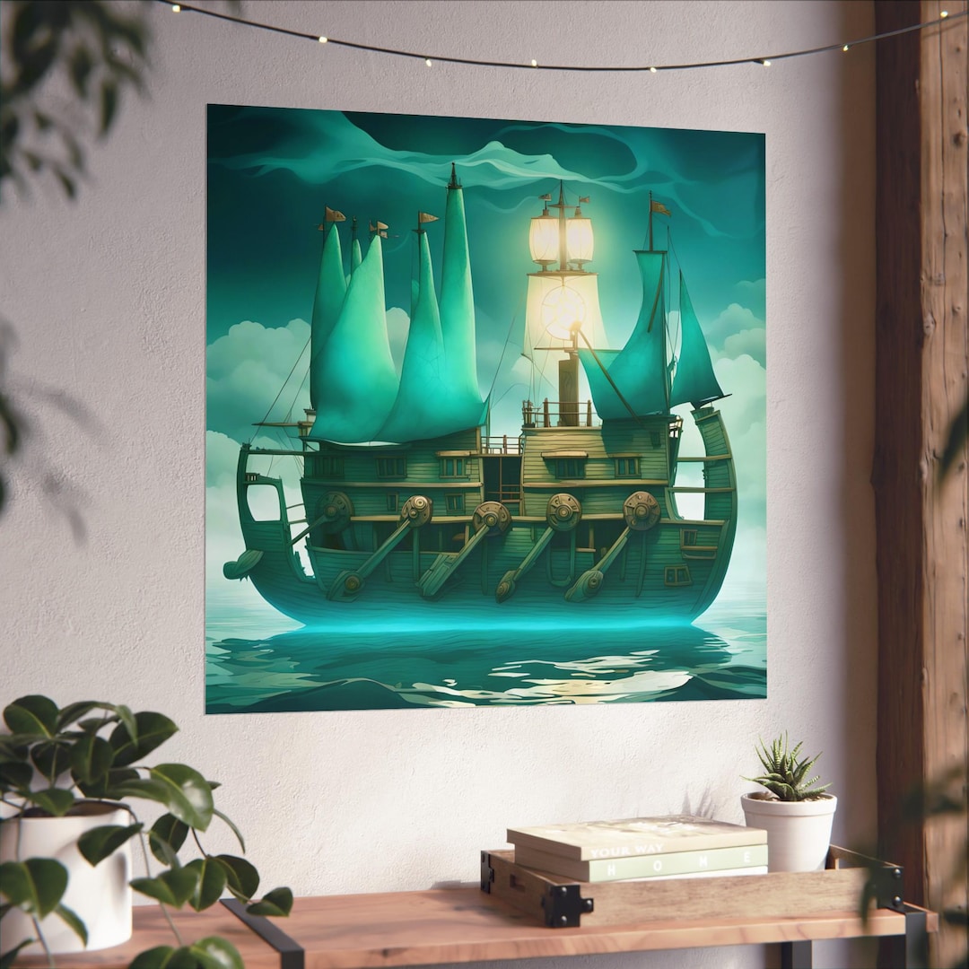 Ship of Ghouls 1 Fine Art Poster, Halloween Indoor Decoration, Digital ...
