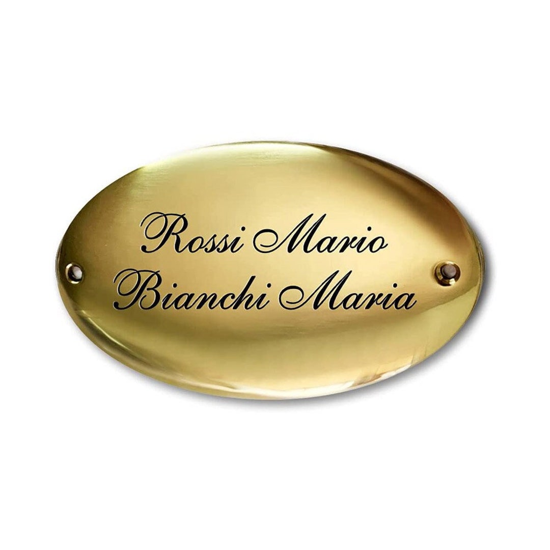 Targhetta Porta Ingresso Personalizzata: Targa Ovale in Ottone con ...