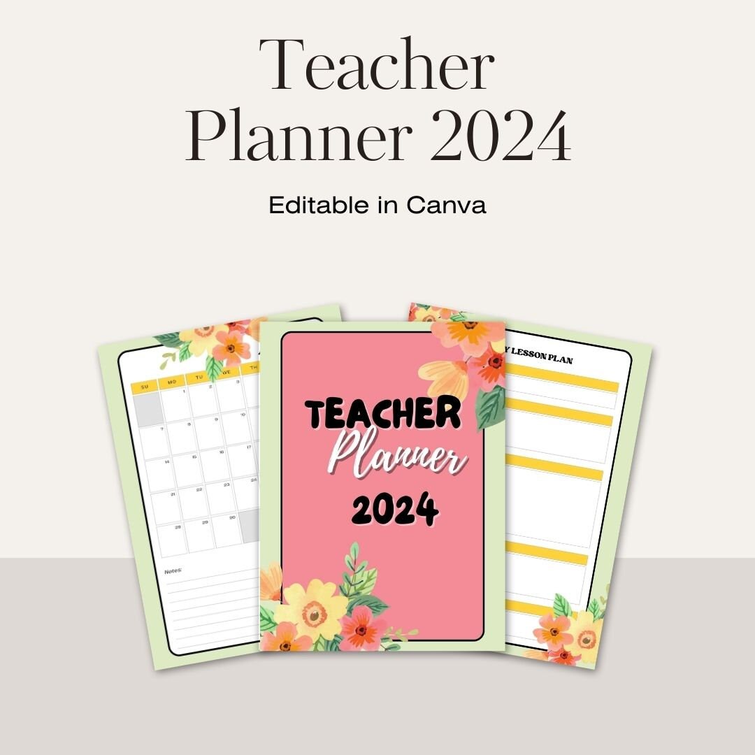 TEACHER PLANNER 2024 Pop Colour Fancy Flower - Etsy