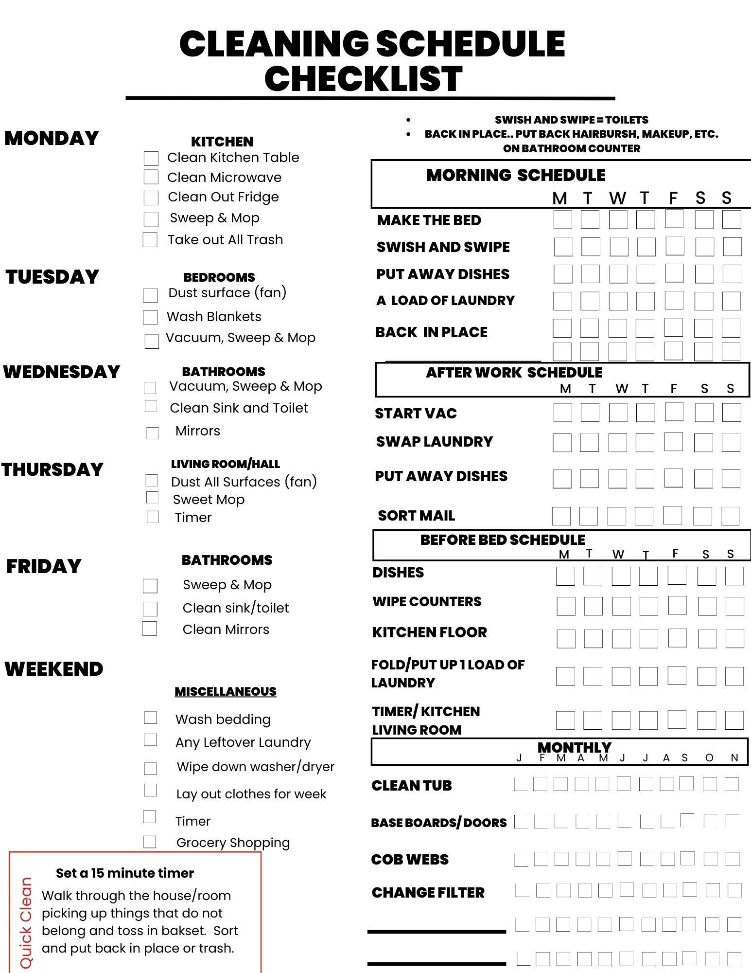 Simple Cleaning Schedule, Minimalist Cleaning Schedule, Cleaning ...