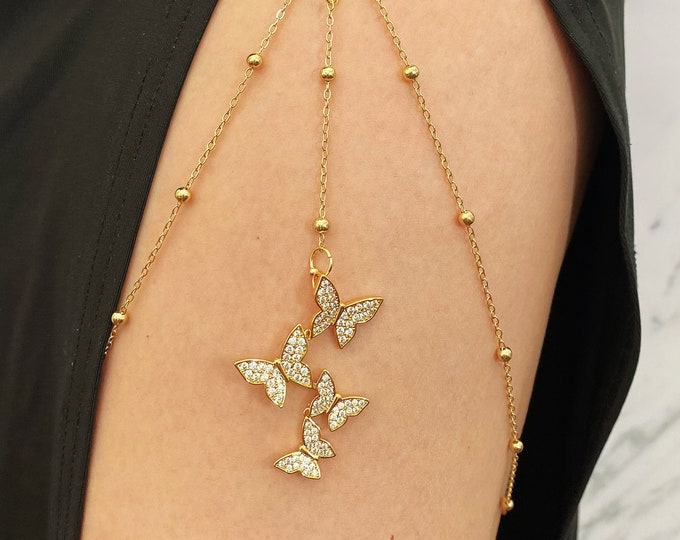 Butterfly Thigh Chain,leg Chain, Body Jewelry,body Chain,dress ...